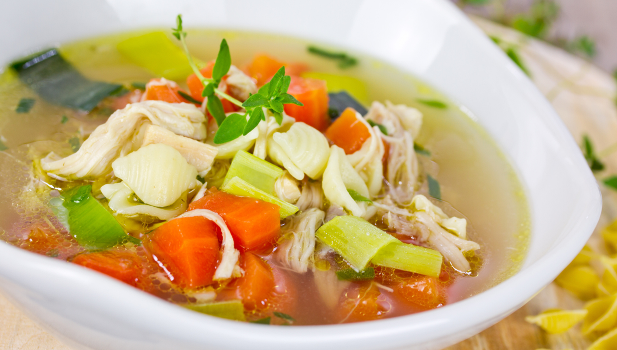 Collagen Rich Chicken Soup with Grilled Veggies